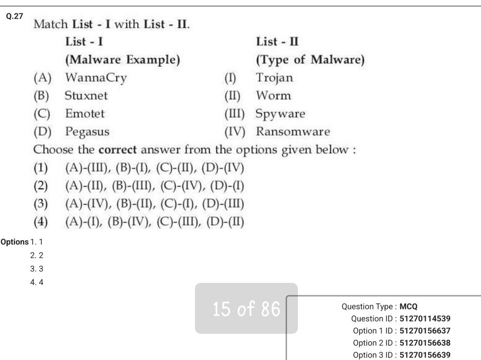 Match List - I with List - II. List - I