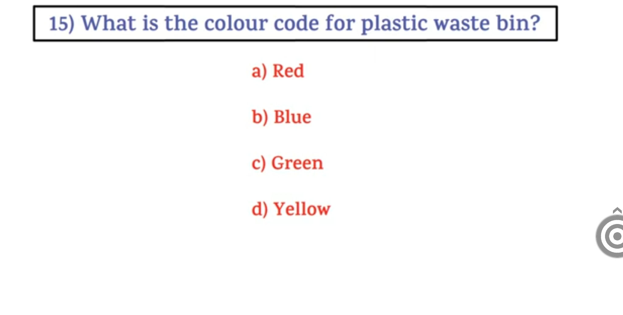 15) What is the colour code for plastic | StudyX