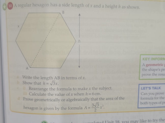 A regular hexagon has a side length of x and | StudyX