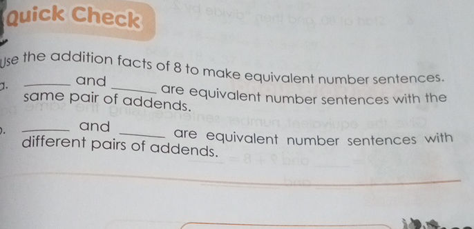 Use the addition facts of 8 to make | StudyX