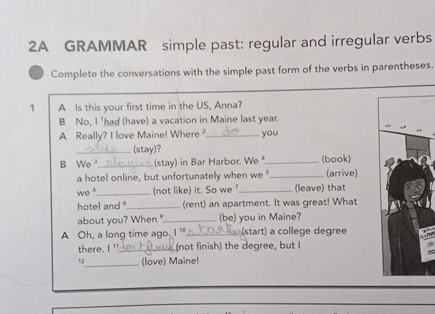 2A GRAMMAR simple past regular and irregular | StudyX