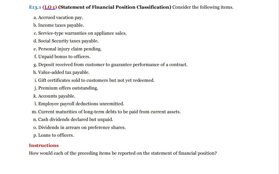 E13.1 (LO 1) (Statement of Financial | StudyX