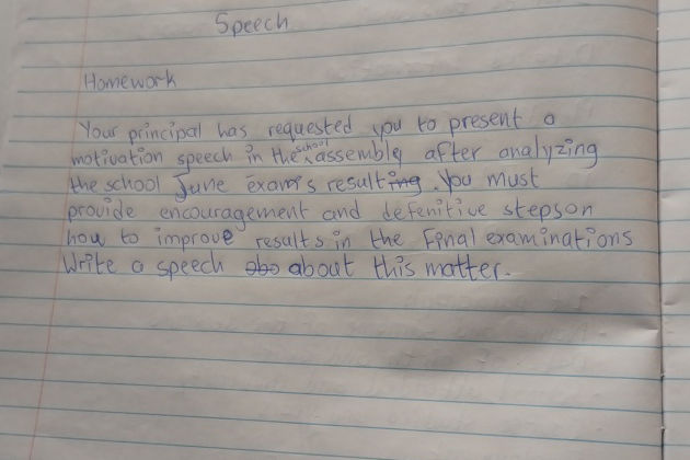 Homework Speech Your principal has requested | StudyX