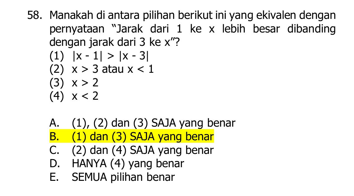 58. Manakah di antara pilihan berikut ini | StudyX