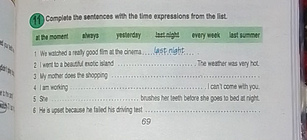 11 Complete the sentences with the time | StudyX