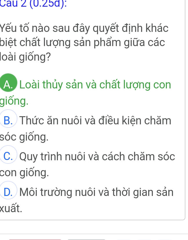 Cau 2 (025d) Yu t no sau y quyt nh khc bit | StudyX