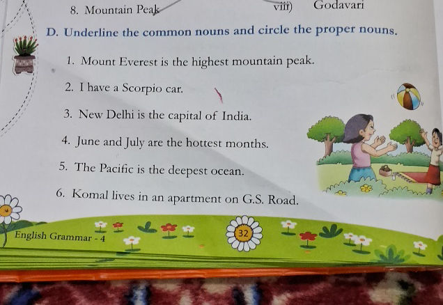 D Underline the common nouns and circle the | StudyX