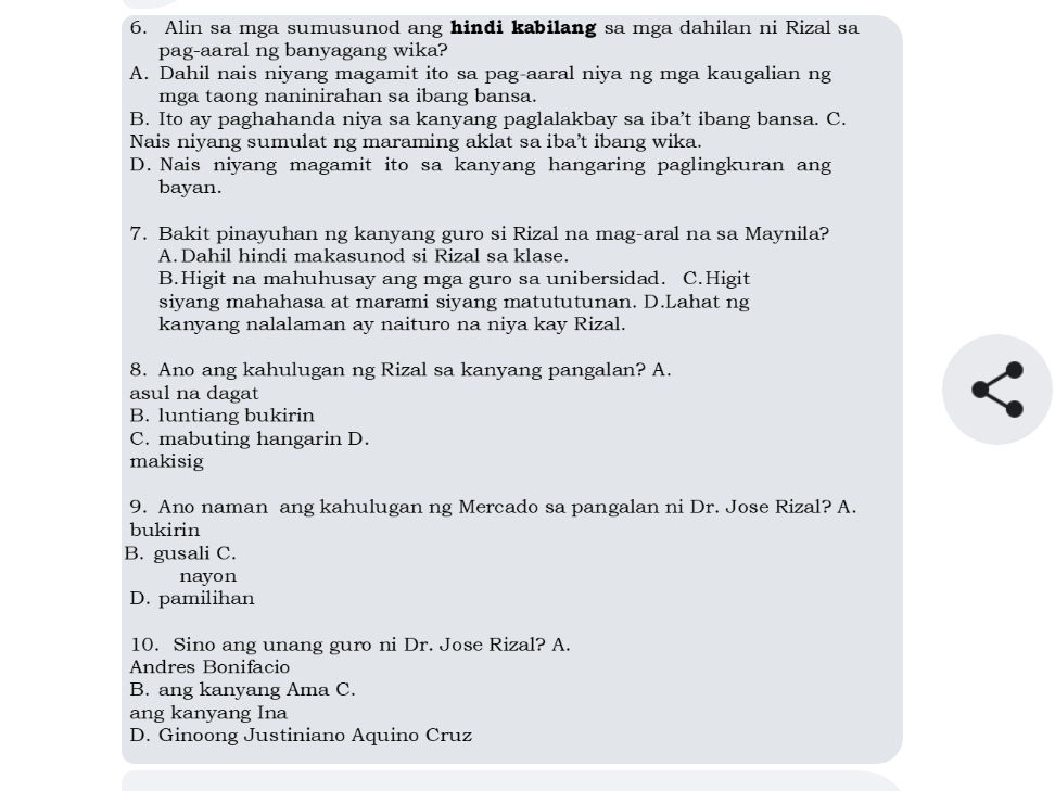 6. Alin sa mga sumusunod ang hindi kabilang | StudyX