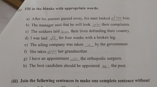 (4) Fill in the blanks with appropriate | StudyX
