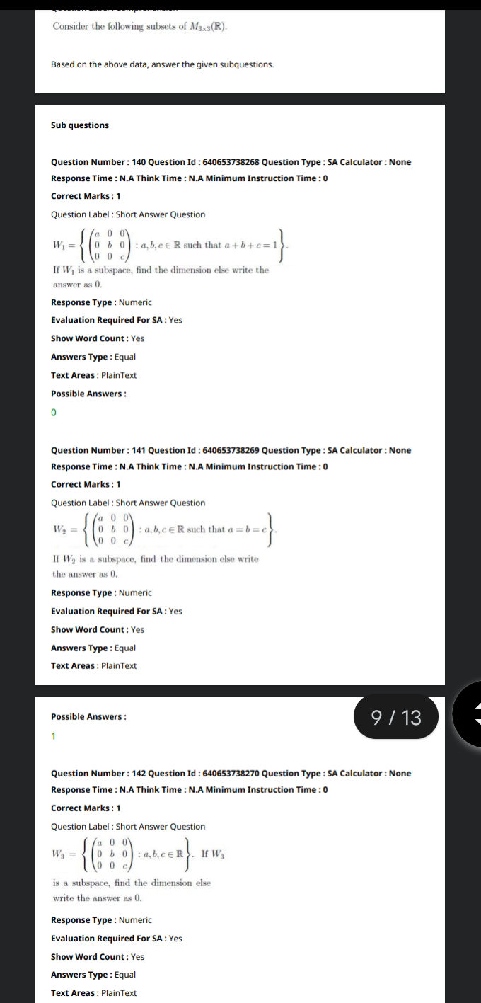 Consider the following subsets of M3 3( R) | StudyX