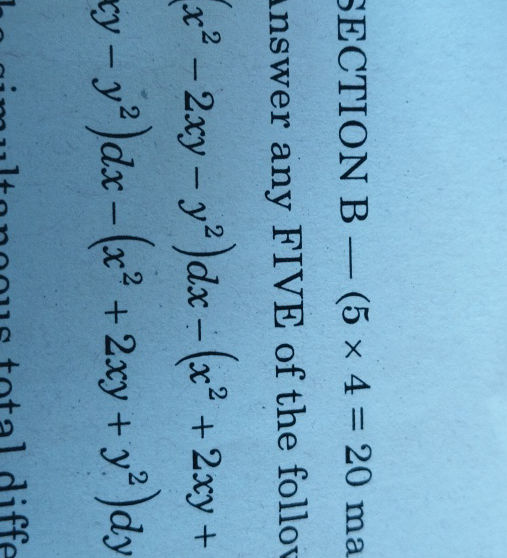 SECTION B - (5 x 4 = 20 ma Answer any FIVE | StudyX