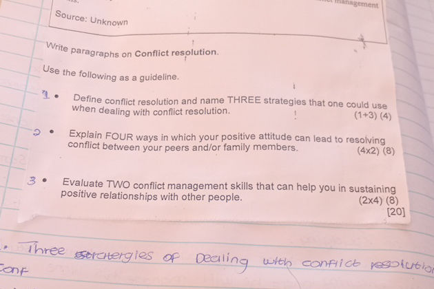 Write paragraphs on Conflict resolution Use | StudyX