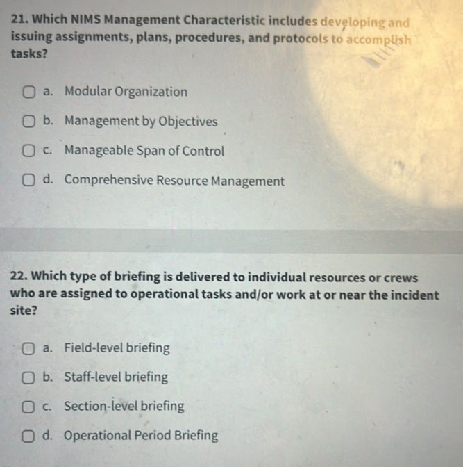 Which NIMS Management Characteristic
