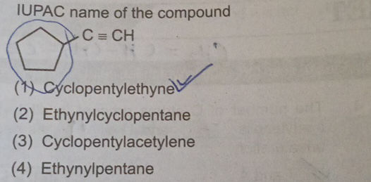 IUPAC name of the compound C CH (1) | StudyX
