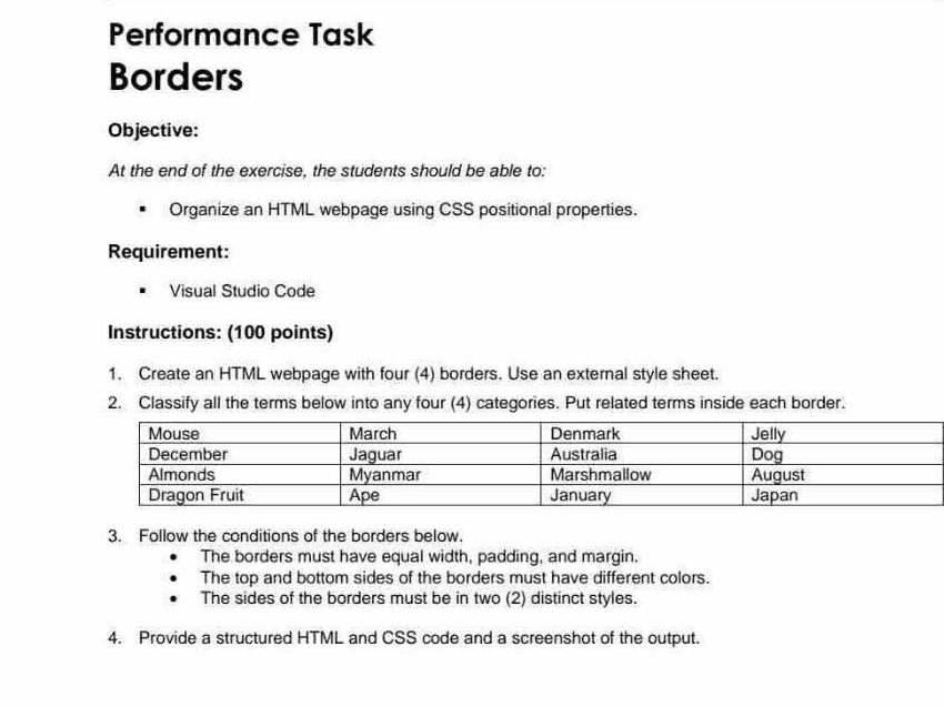 Performance Task Borders Objective At the | StudyX