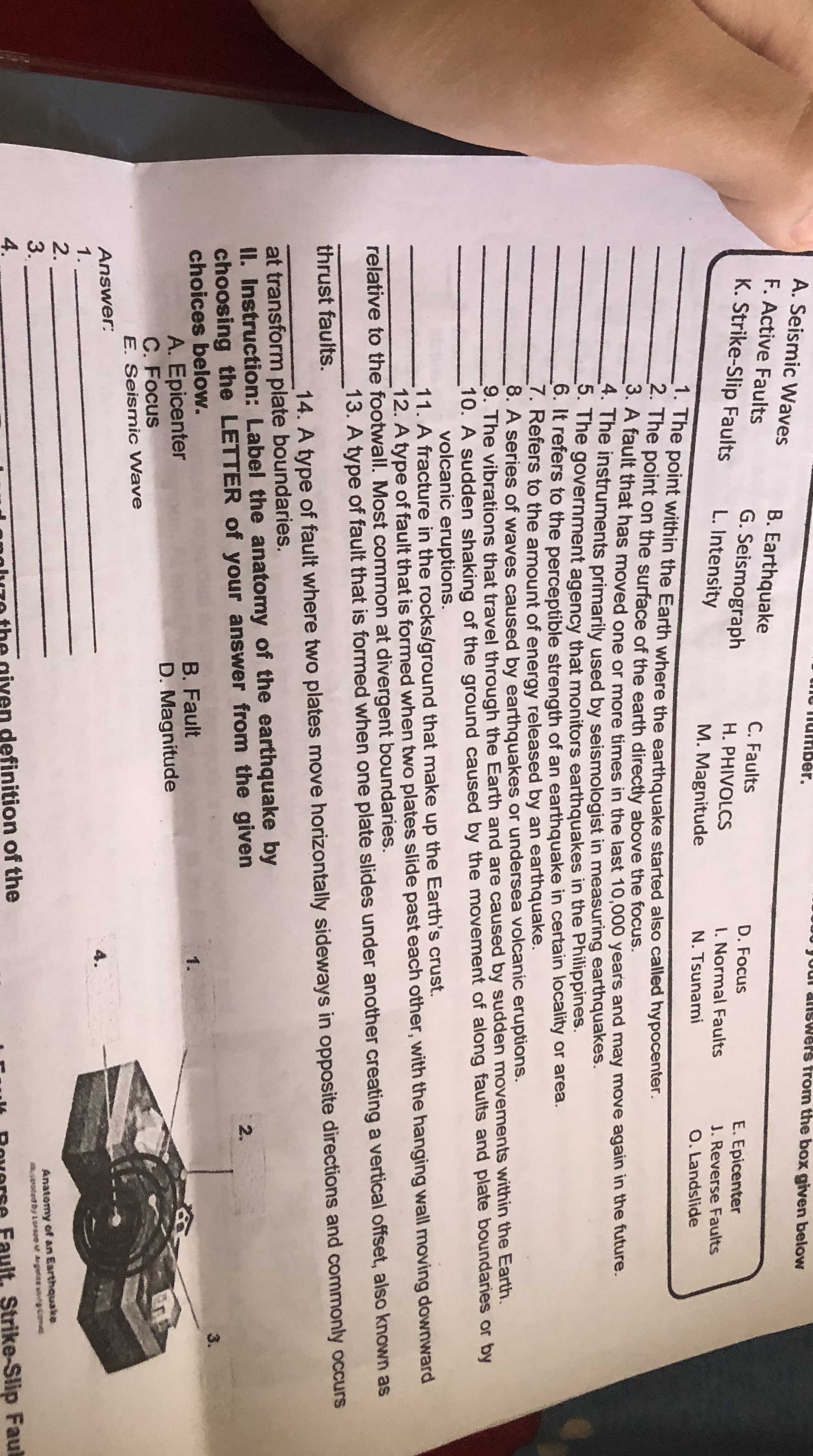A Seismic Waves F Active Faults K | StudyX