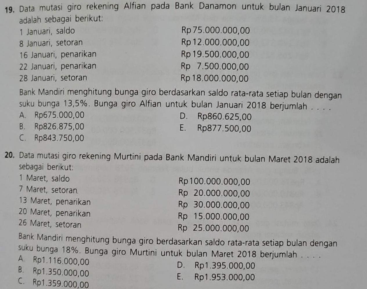 19. Data mutasi giro rekening Alfian pada | StudyX