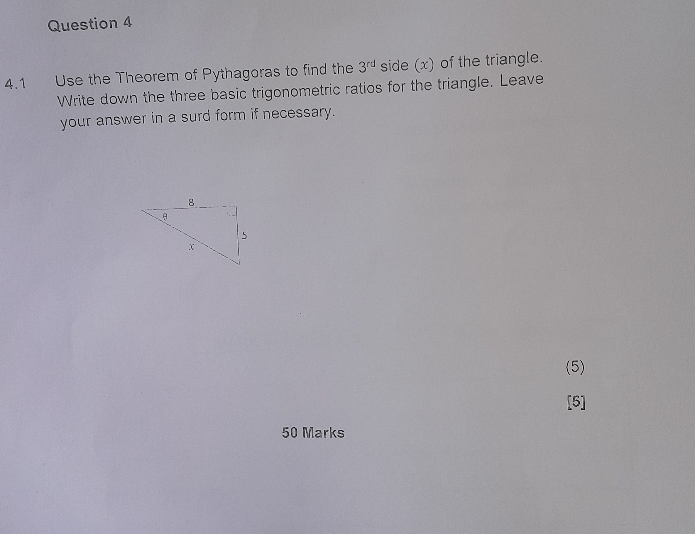 4.1 Use the Theorem of Pythagoras to find | StudyX