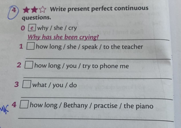 Write present perfect continuous questions 0 | StudyX