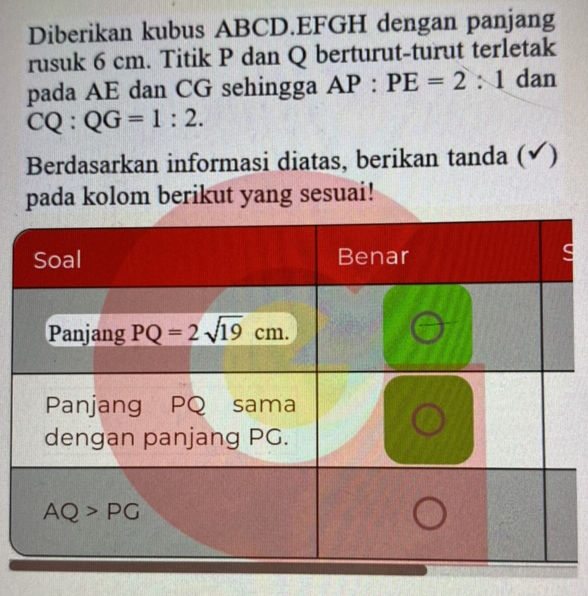 Diberikan kubus ABCDEFGH dengan panjang | StudyX