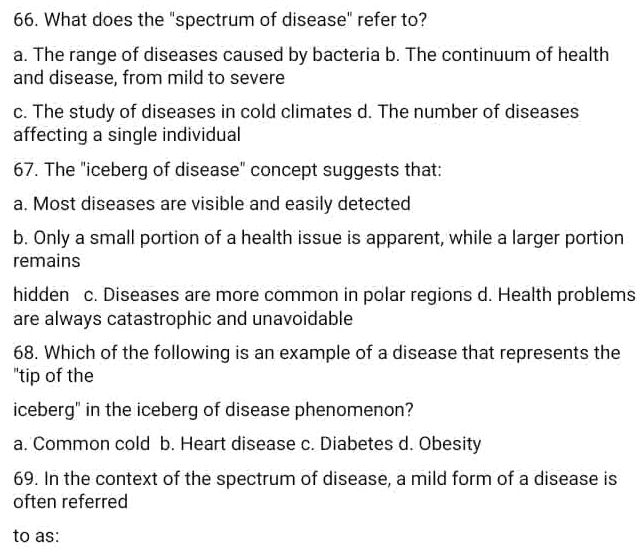 66 What does the spectrum of disease refer | StudyX