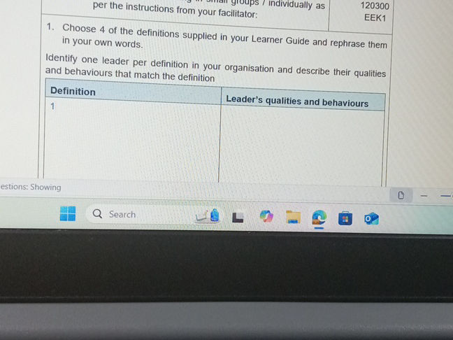1. Choose 4 of the definitions supplied in | StudyX