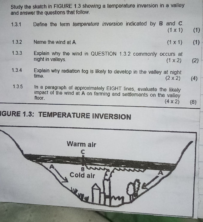 Study the sketch in FIGURE 1.3 showing a | StudyX