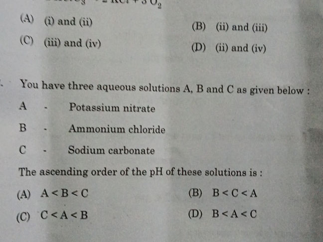 You have three aqueous solutions A, B and C | StudyX