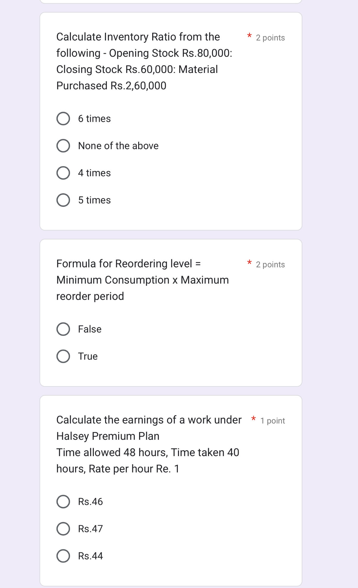 Calculate Inventory Ratio from the following | StudyX