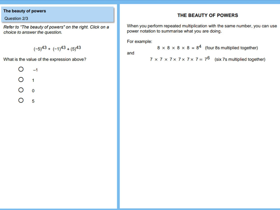 Refer to \"The beauty of powers\" on the | StudyX
