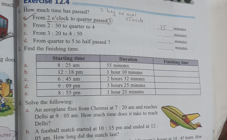 1 How much time has passed a From 2 oclock | StudyX