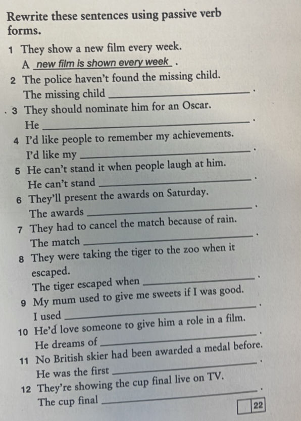 Rewrite these sentences using passive verb | StudyX