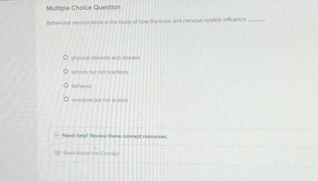 Multiple Choice Question Behavioral | StudyX