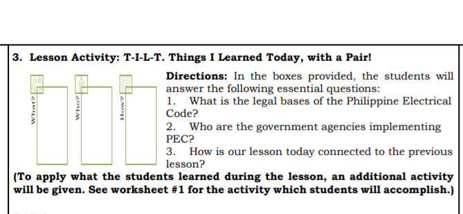 3. Lesson Activity: T-I-L-T. Things I | StudyX