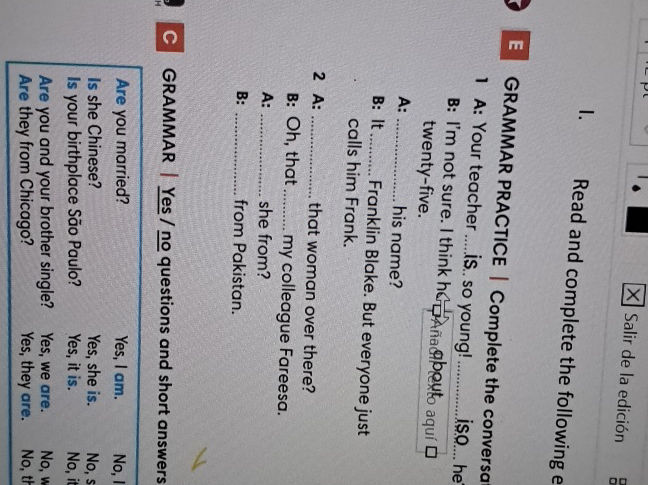 GRAMMAR PRACTICE Complete the conversation | StudyX