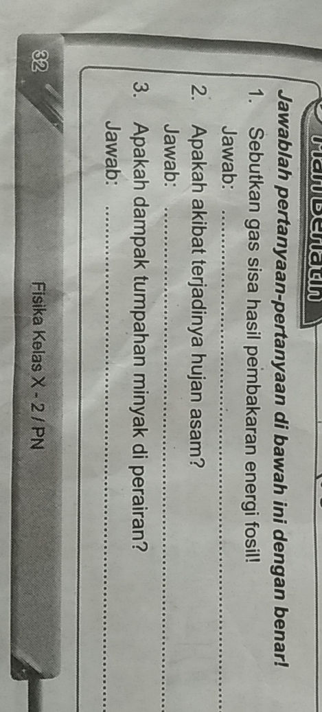 1 Sebutkan gas sisa hasil pembakaran energi | StudyX