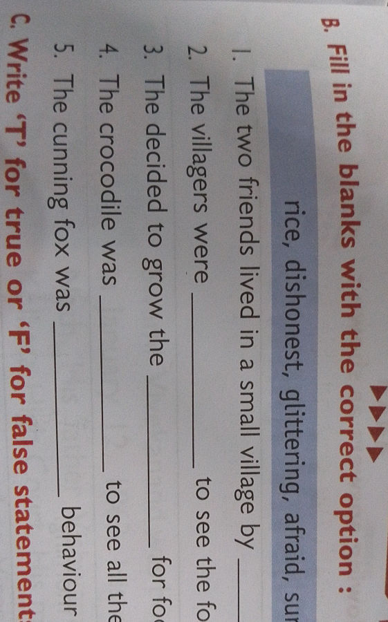 B. Fill in the blanks with the correct | StudyX