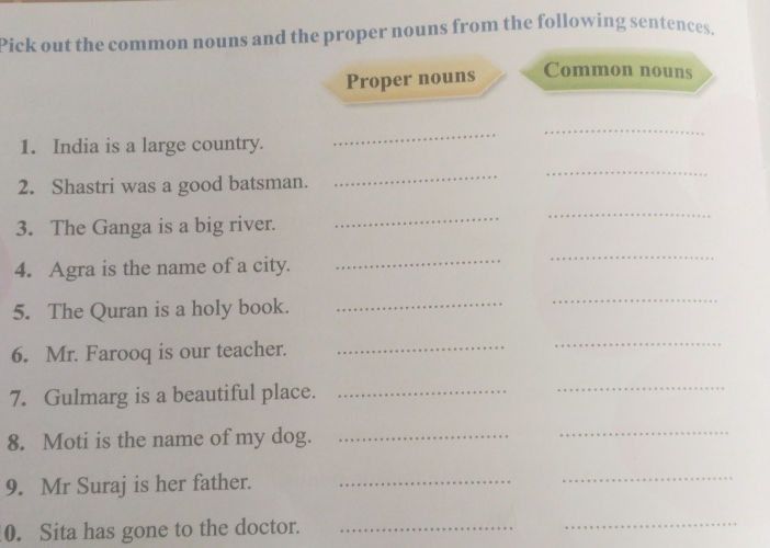 Pick out the common nouns and the proper | StudyX