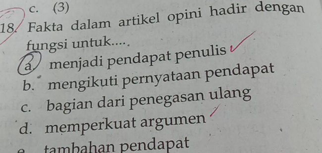 18 Fakta dalam artikel opini hadir dengan | StudyX