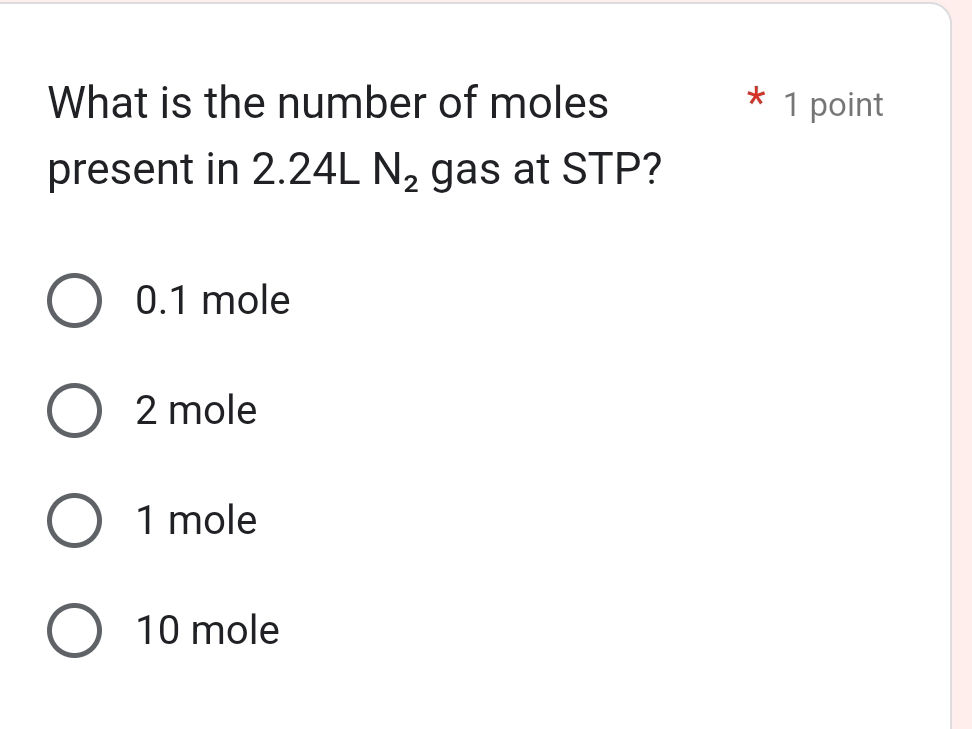 What is the number of moles present in 224L | StudyX