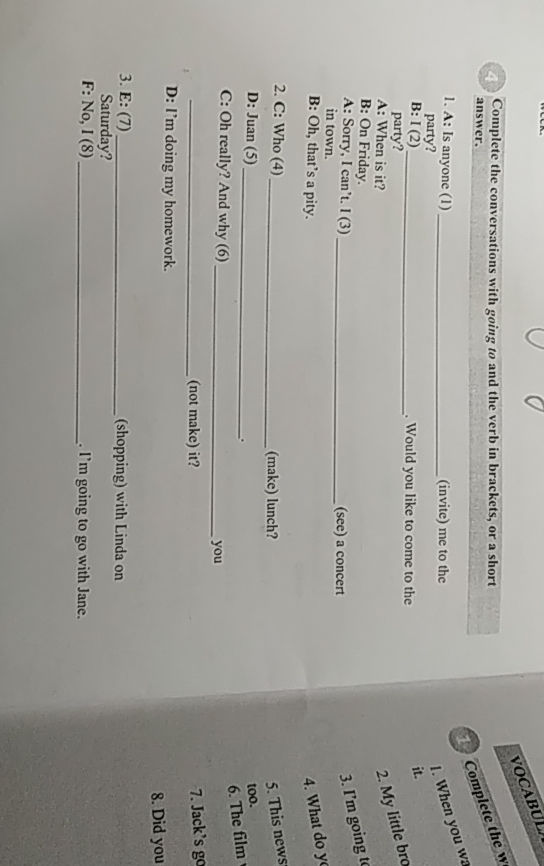 4 Complete the conversations with going to | StudyX