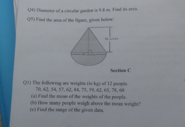 Q5) Find the area of the figure, given | StudyX