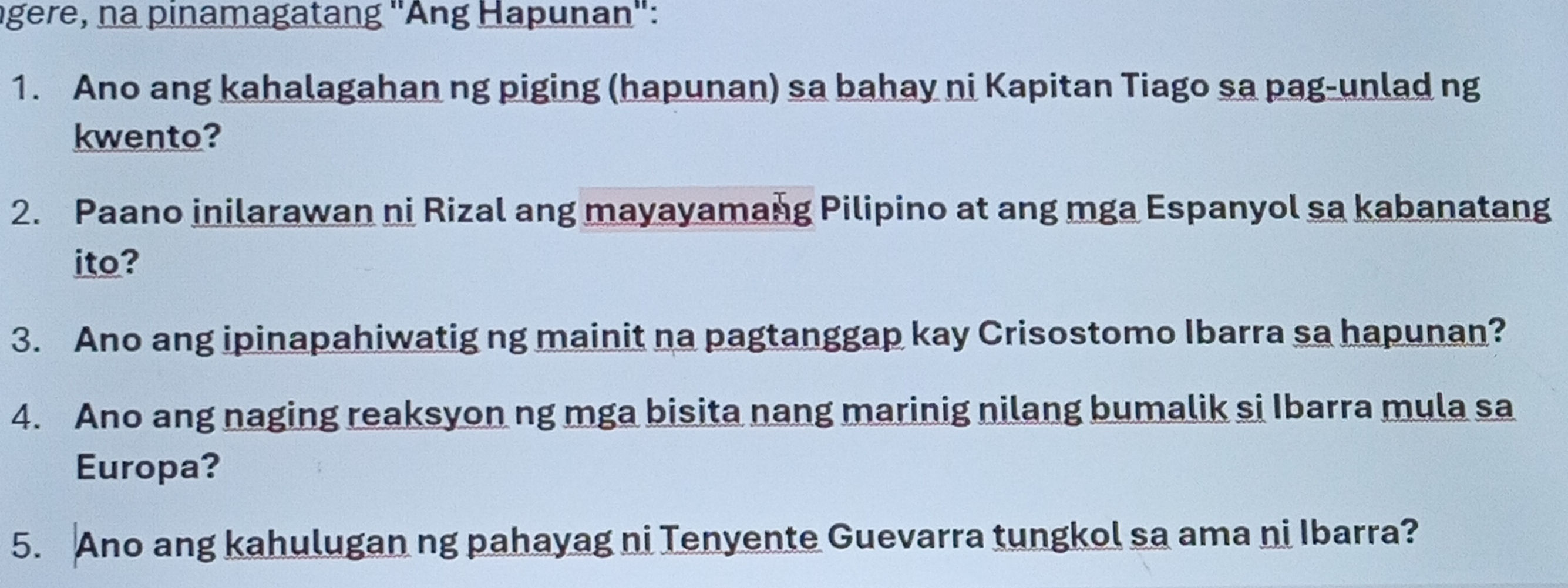 1. Ano ang kahalagahan ng piging (hapunan) | StudyX