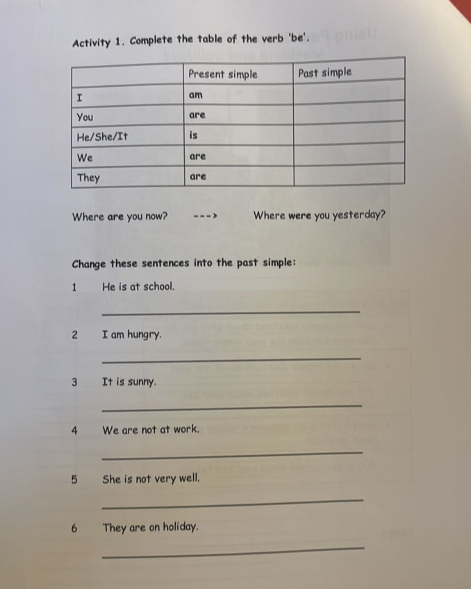 Activity 1. Complete the table of the verb | StudyX