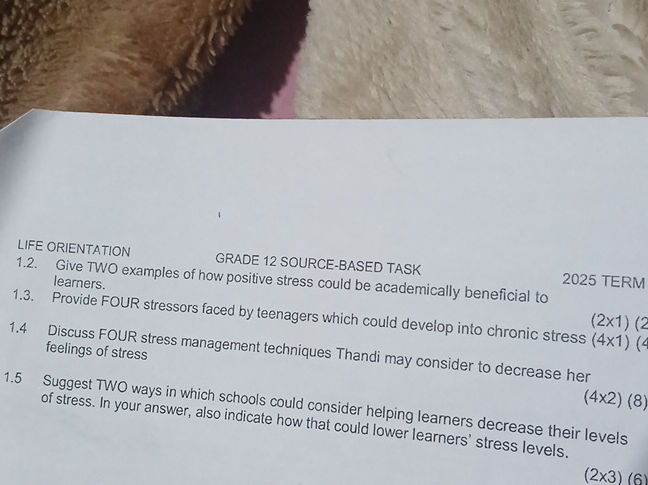 LIFE ORIENTATION GRADE 12 SOURCE-BASED TASK | StudyX