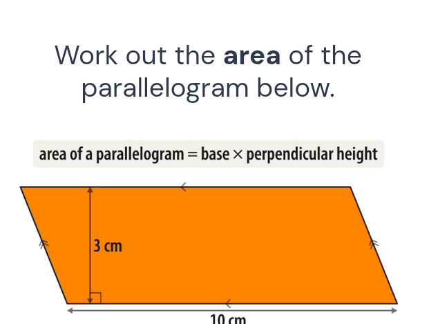 Work out the area of the parallelogram below | StudyX