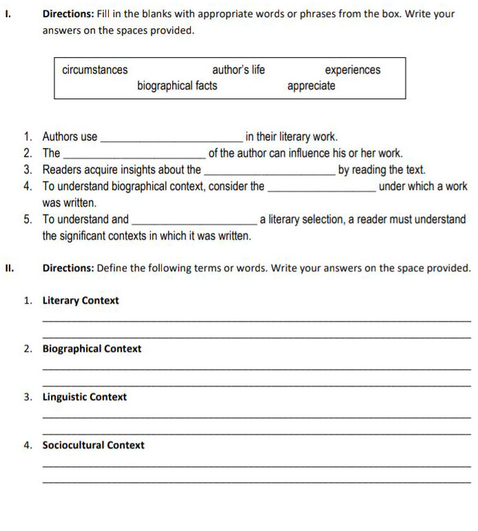 1 Directions Fill in the blanks with | StudyX