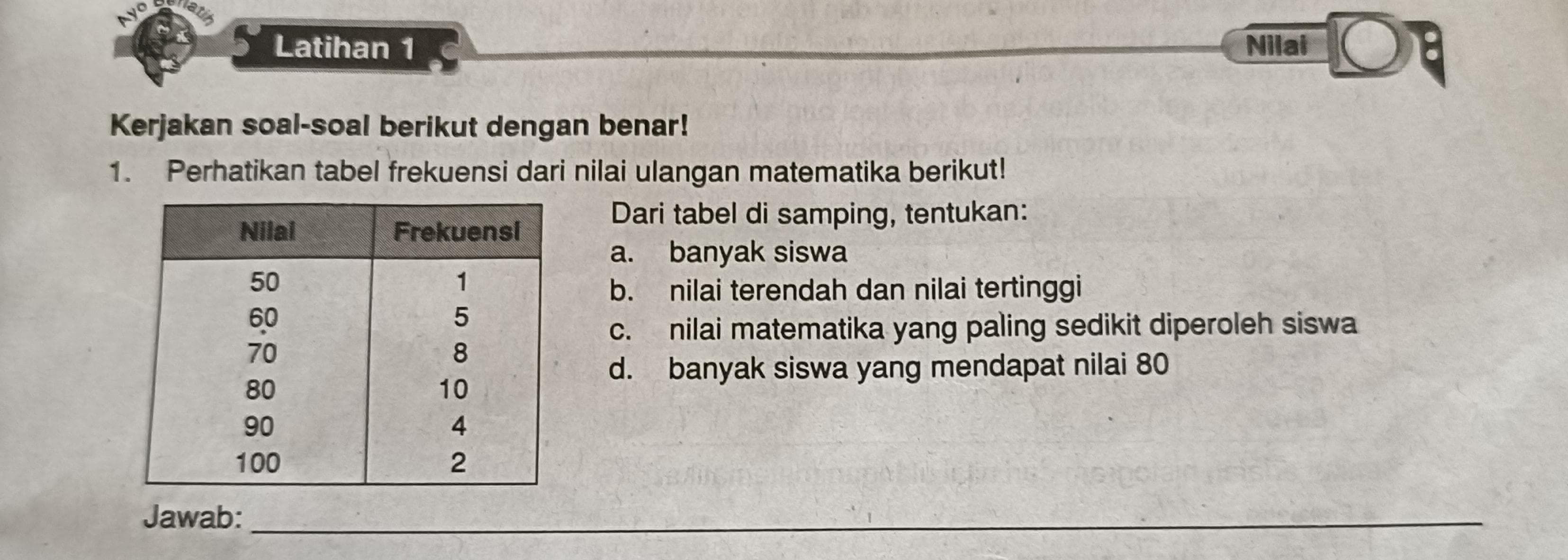 Perhatikan tabel frekuensi dari nilai | StudyX