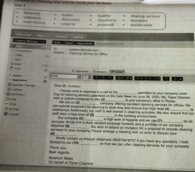 Text 1 Complete the following text with the | StudyX