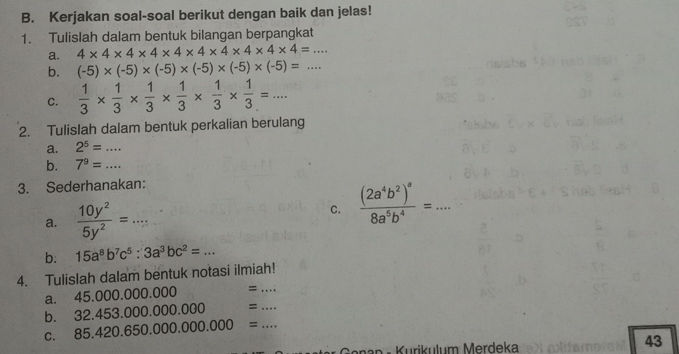 B Kerjakan soal-soal berikut dengan baik dan | StudyX